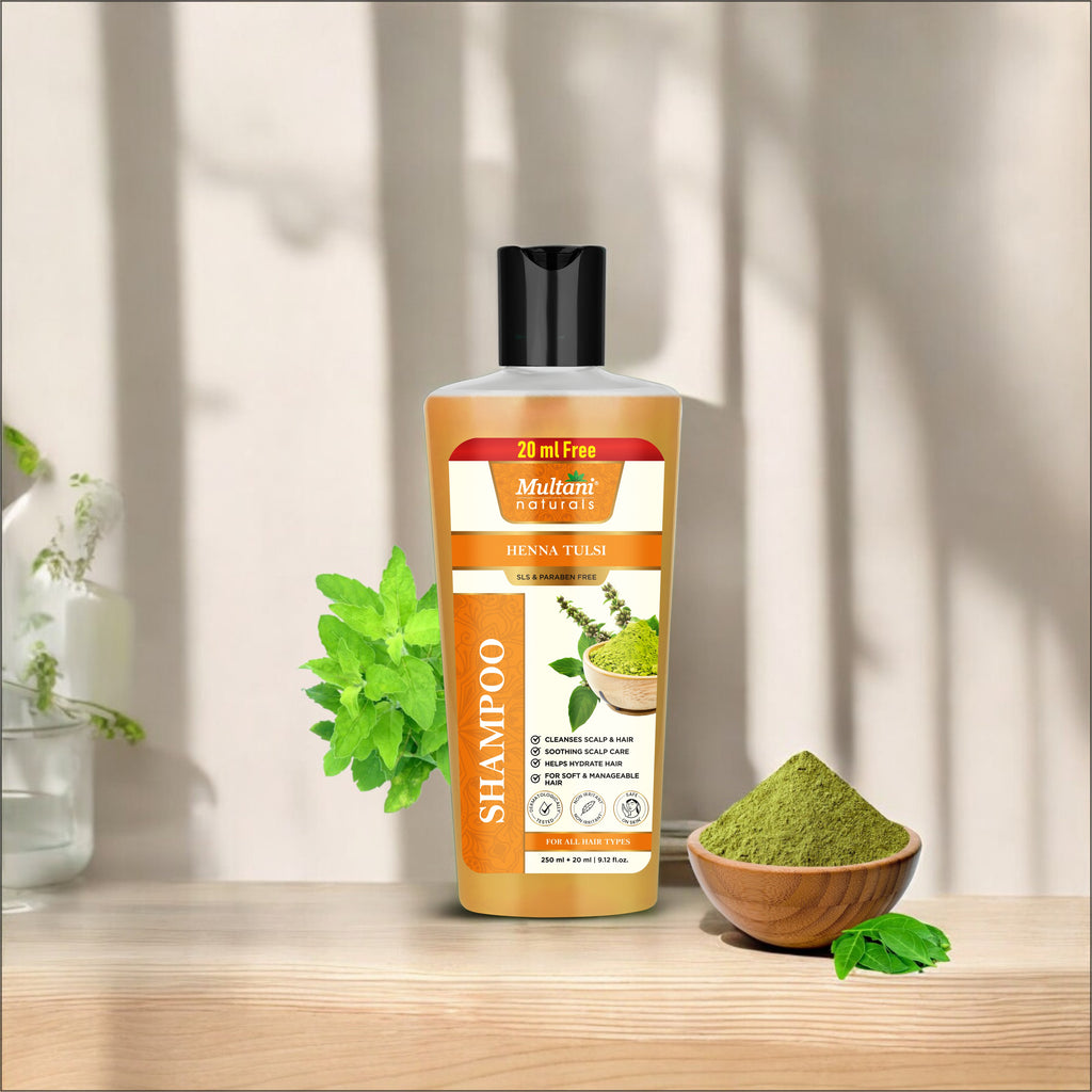 Multani Naturals Henna & Tulsi Shampoo | For Silkier & Denser Hair | I ...